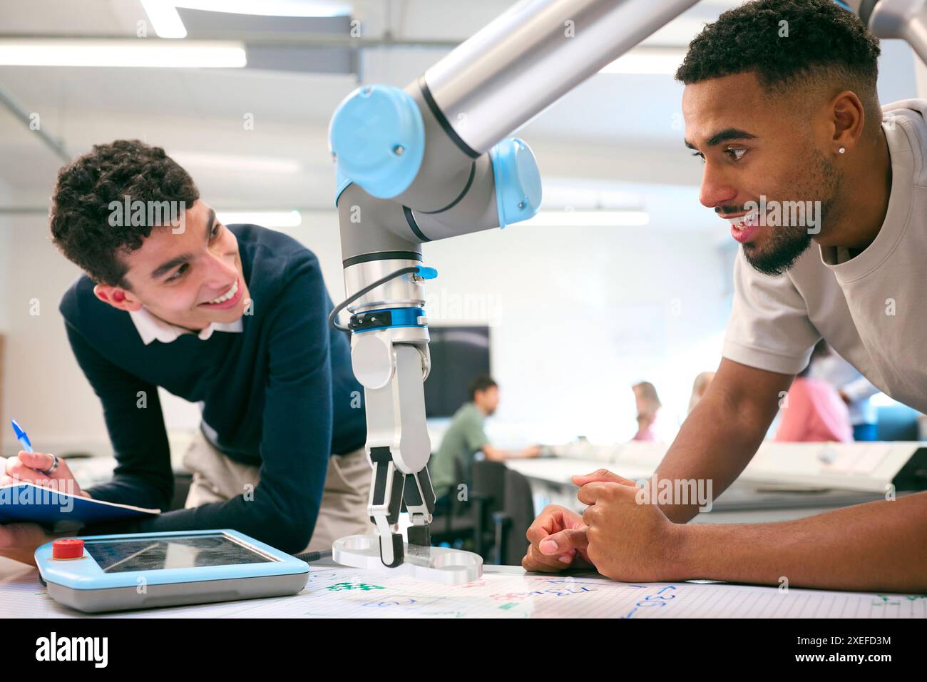 Two Male College Or University Engineering Students In Robotics Class ...