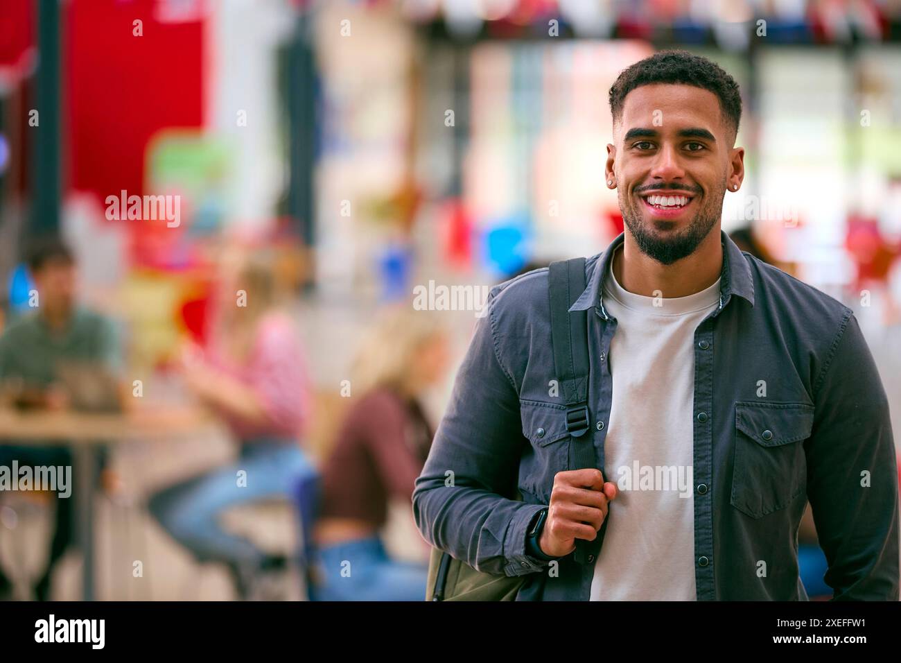 Portrait Of Smiling Male University Student With Backpack Standing ...
