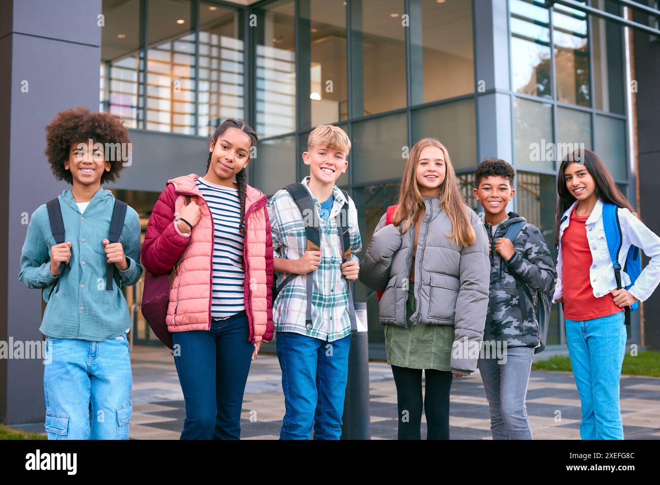 Portrait Showing Class Of Secondary Or High School Pupils Standing ...