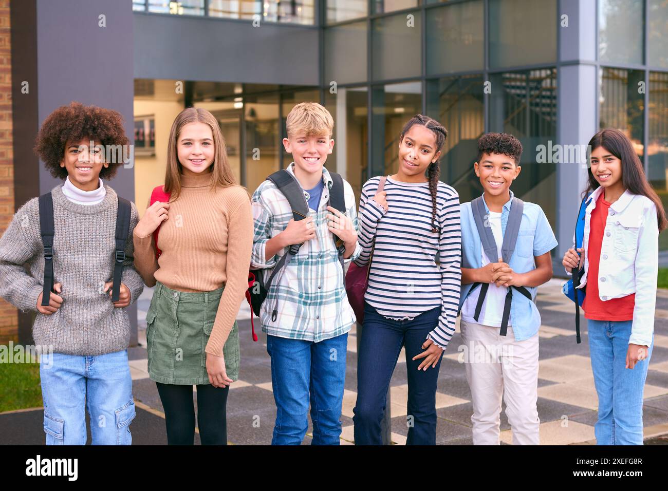 Portrait Showing Class Of Secondary Or High School Pupils Standing ...