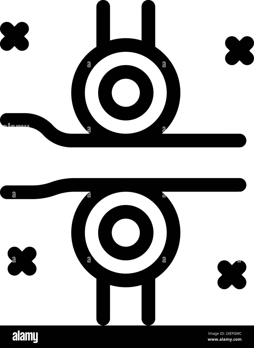 Factory equipment processing raw material represented by a wavy line ...