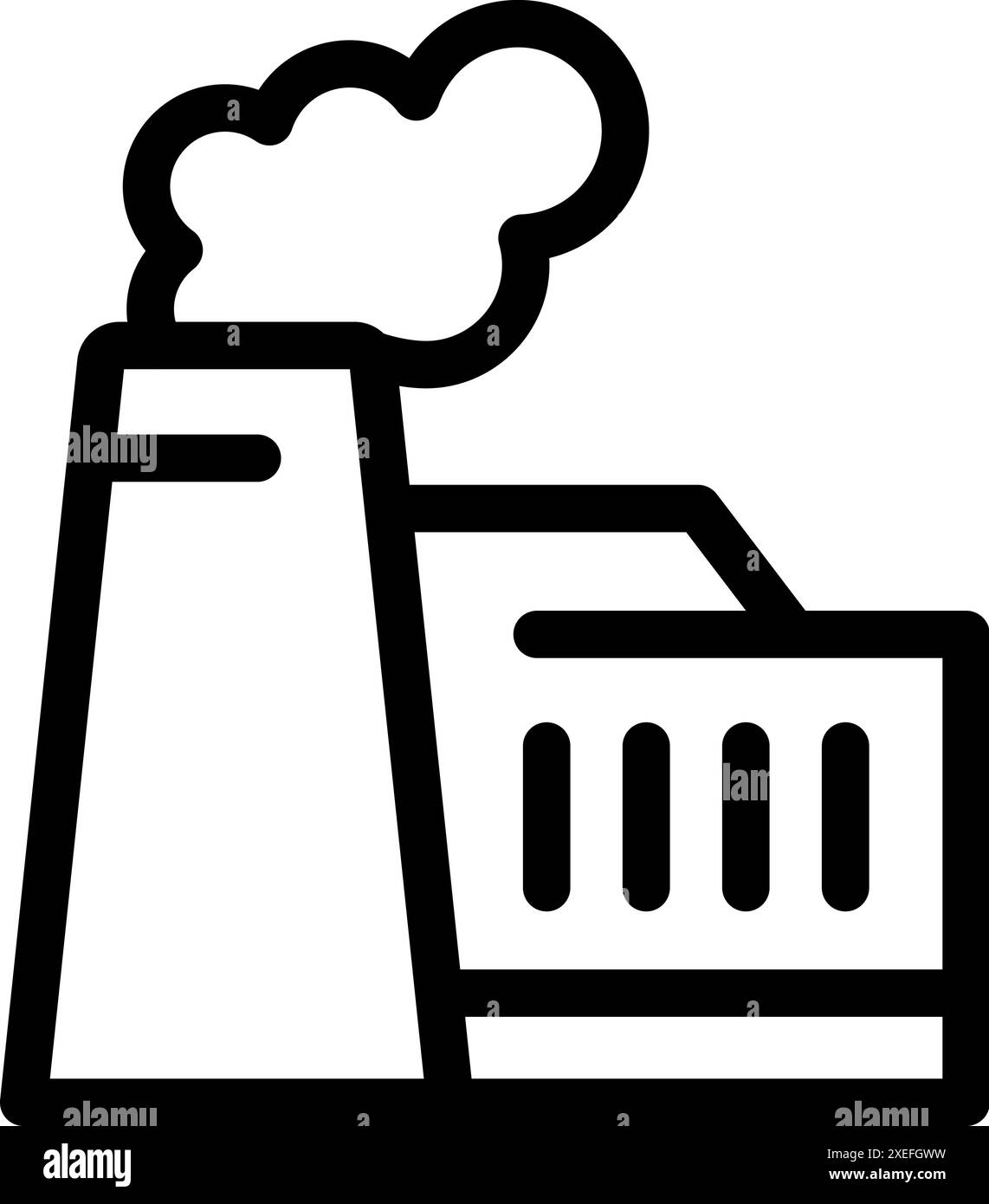 Simple icon of a factory building releasing smoke pollution into the ...