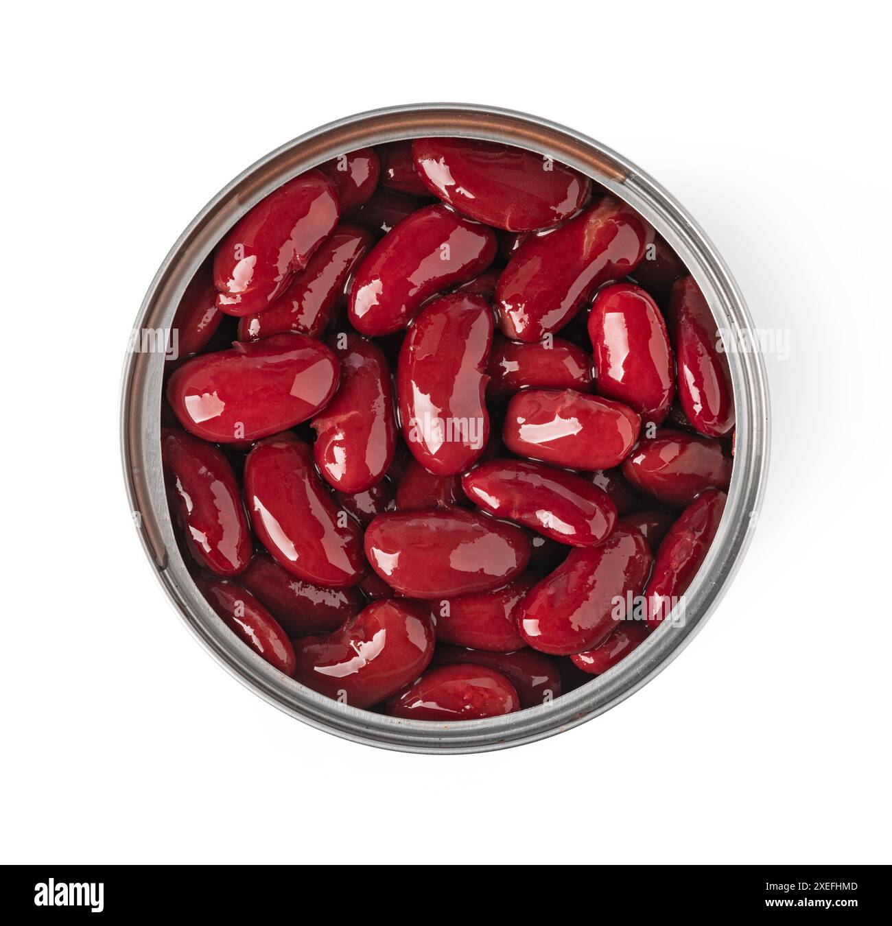 Opened tin can with red beans, isolated on white background Stock Photo ...