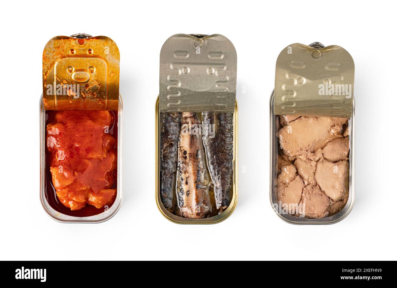 Canned with different types of fish and seafood Stock Photo - Alamy
