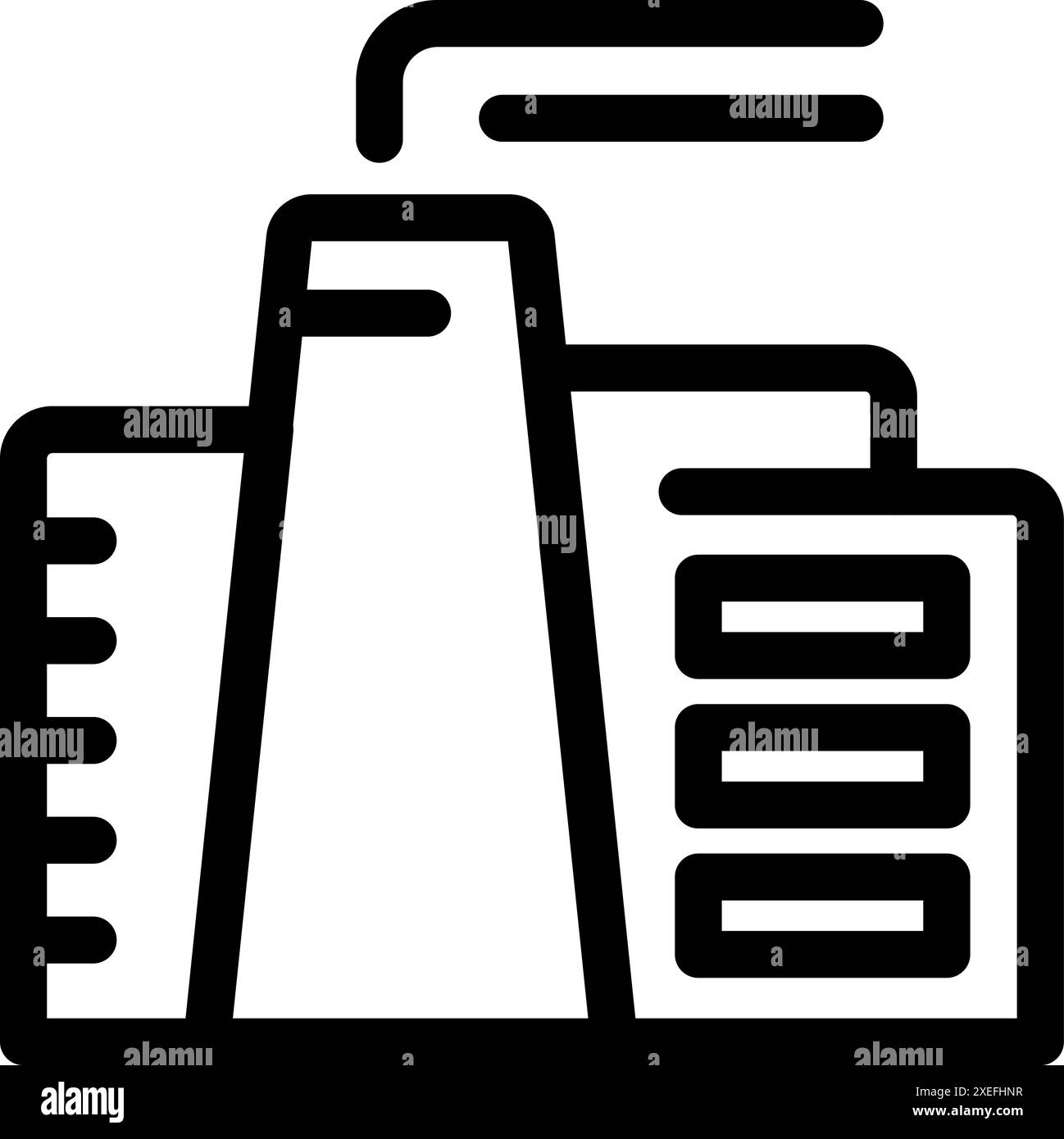 Line art icon of a factory building emitting smoke, representing ...
