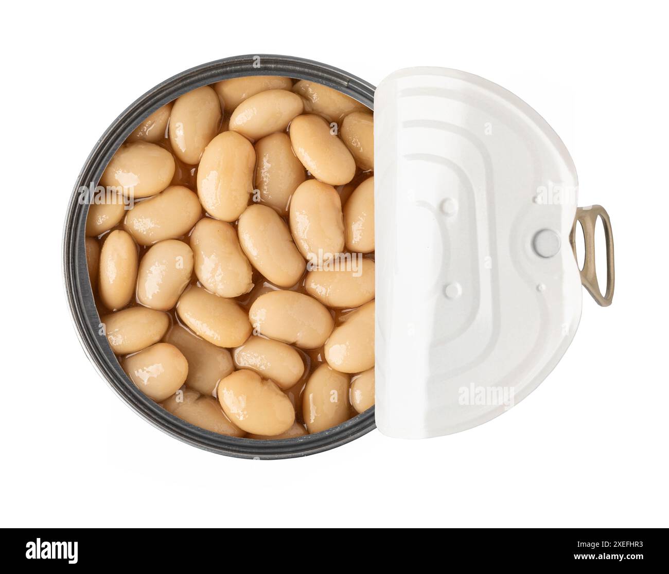 Opened tin can with beans Stock Photo - Alamy