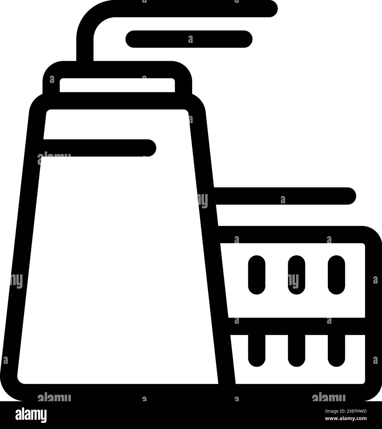 Simple line icon of a factory building emitting smoke, representing ...