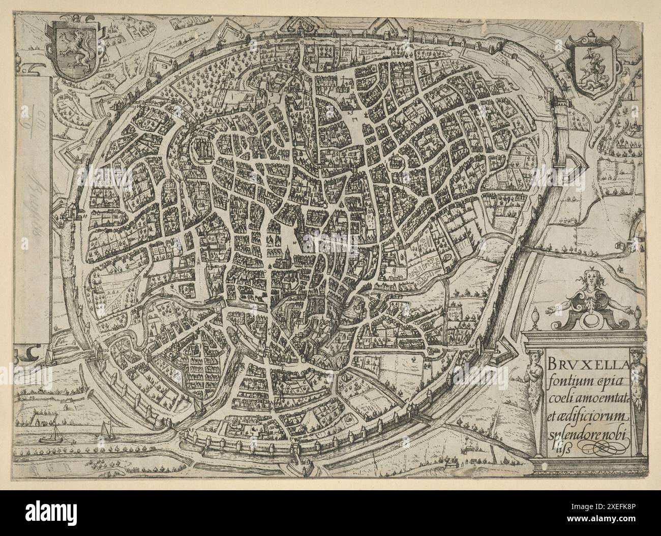 Vintage historical map of Brussels, Belgium circa 1610 Stock Photo - Alamy