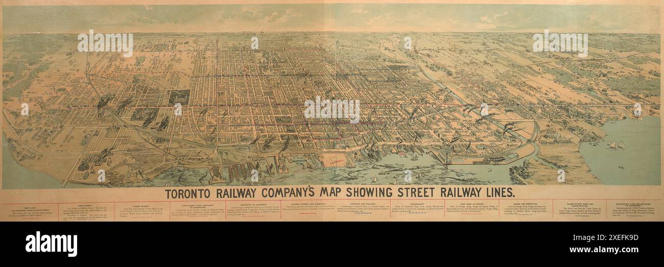 Vintage panoramic map of Toronto Railway Company's street railway lines ...