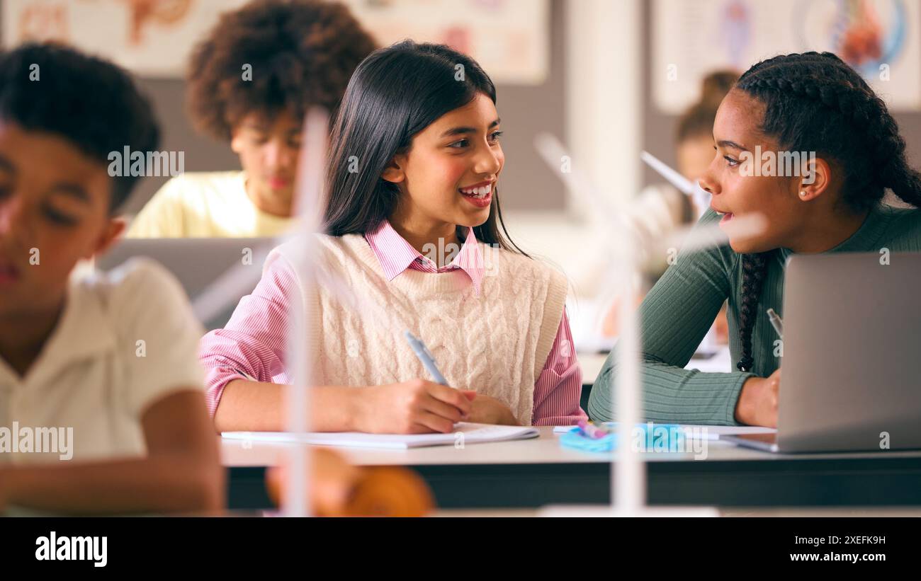 Secondary Or High School Students Studying Wind Turbines In Science ...