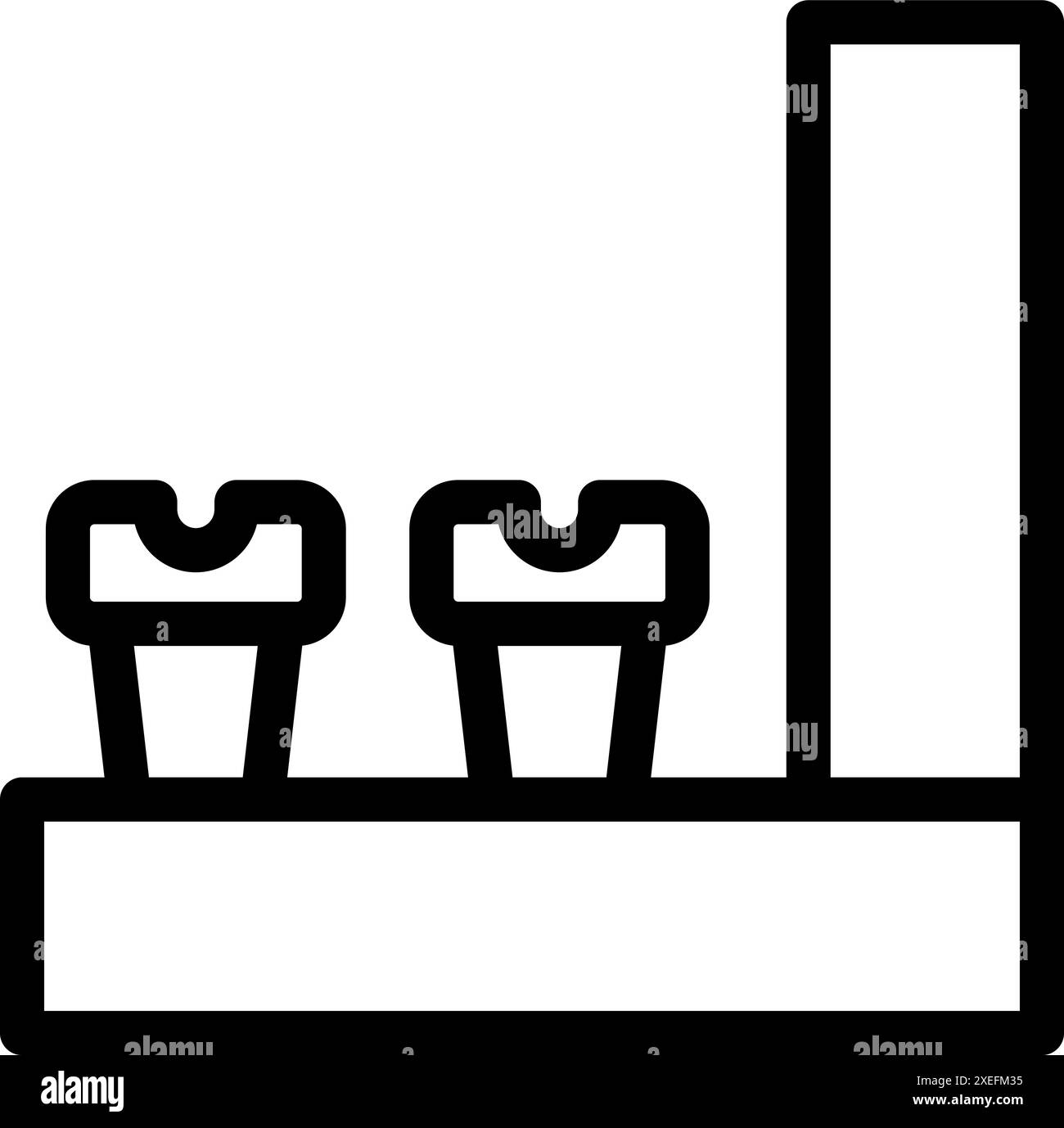 Simple line icon of a dental prosthesis being held upright in a dental ...