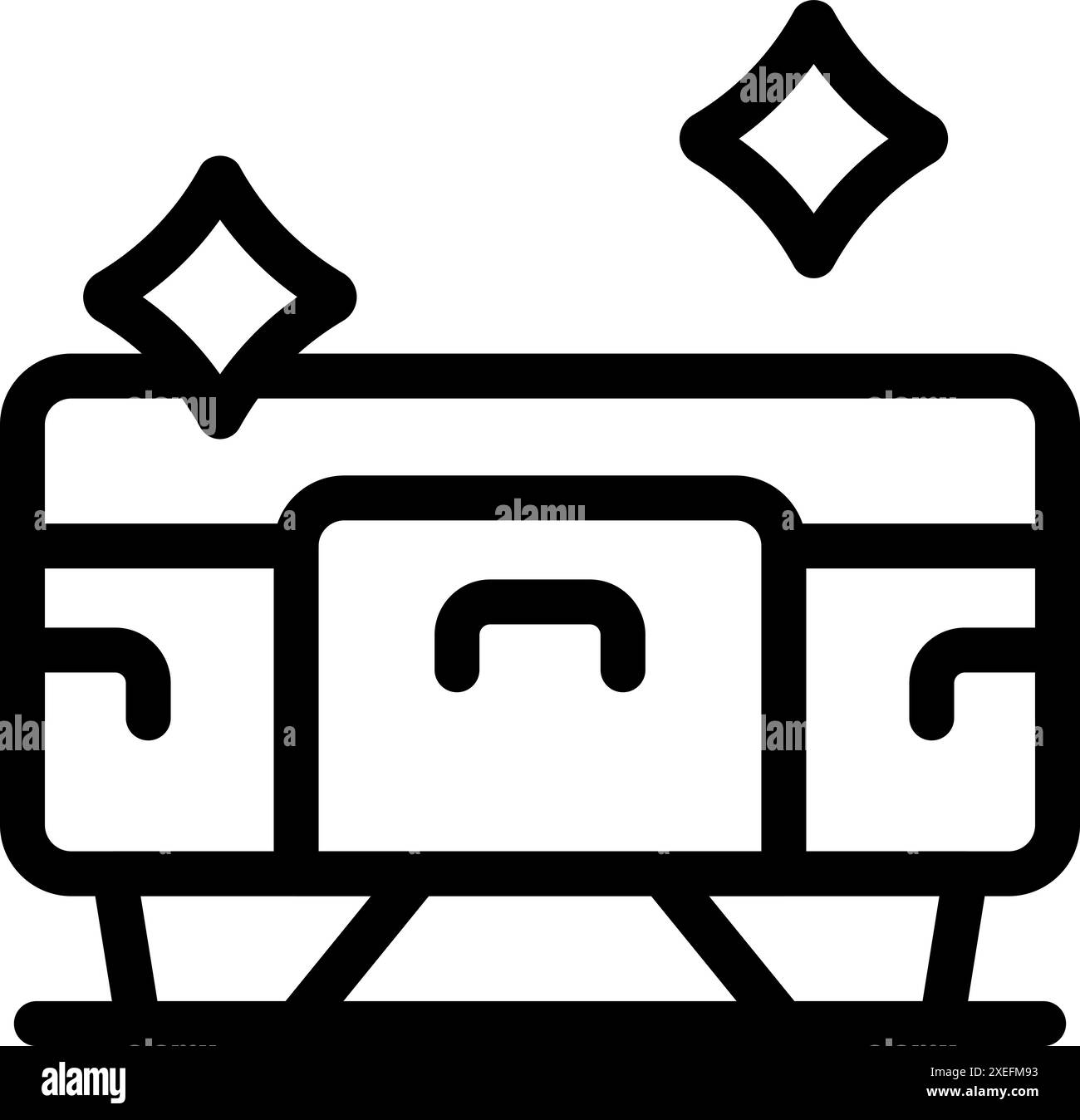 Line icon of a sideboard being cleaned, representing housekeeping and ...