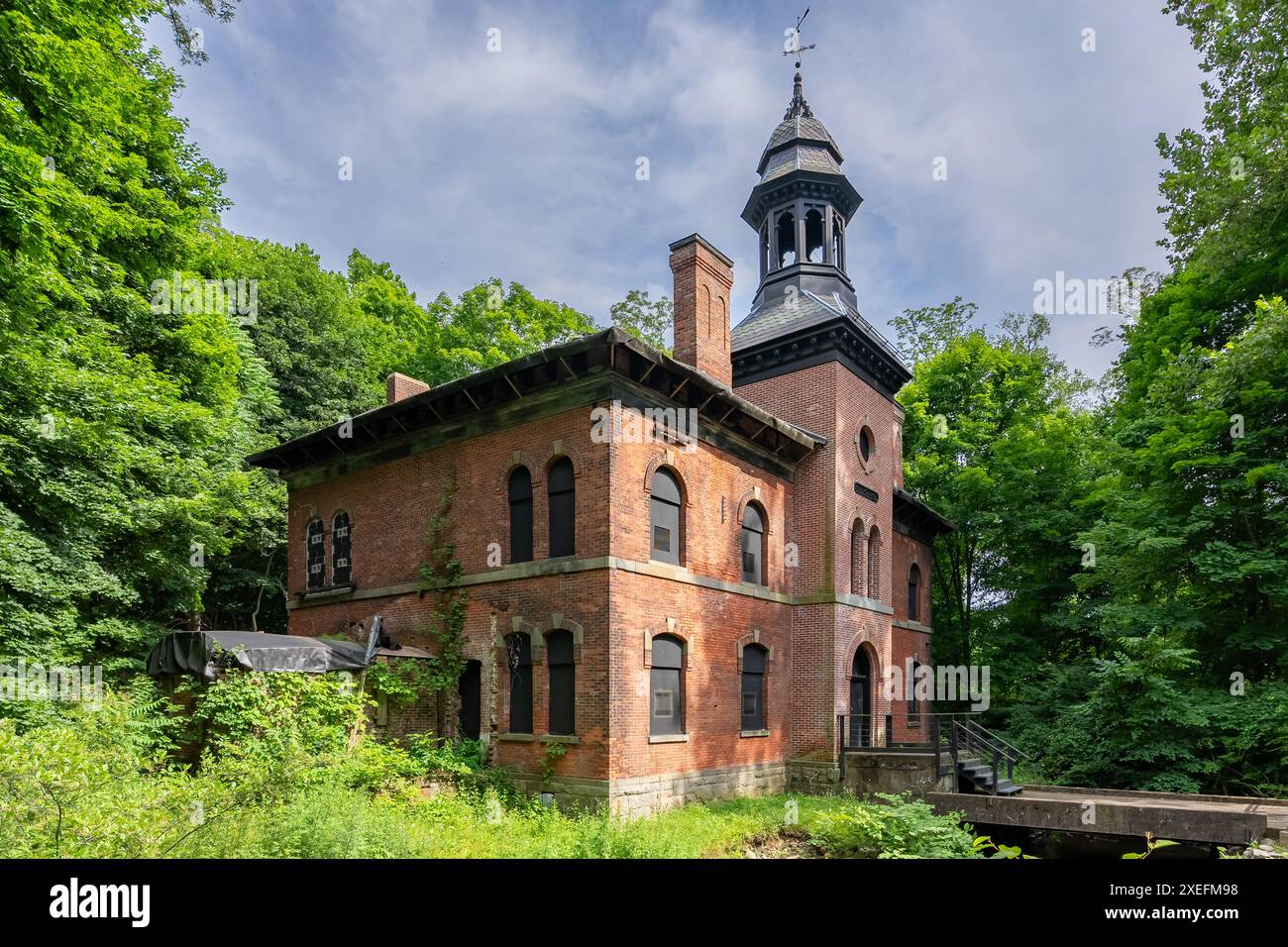 Cold Spring, NY, USA - 06-25-2024: Old brick office building within the ...