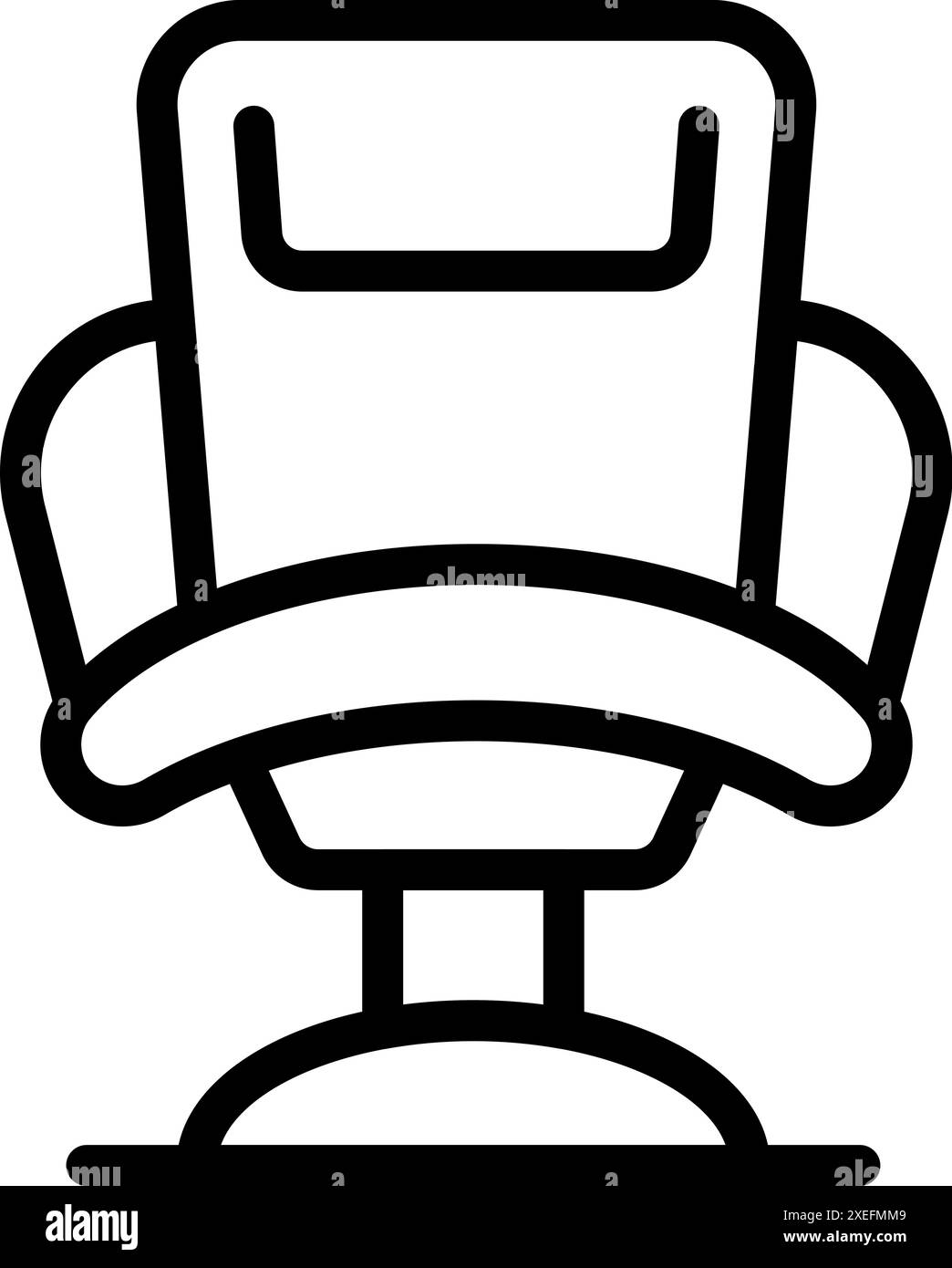 Simple black line icon of a modern office chair with armrests and ...