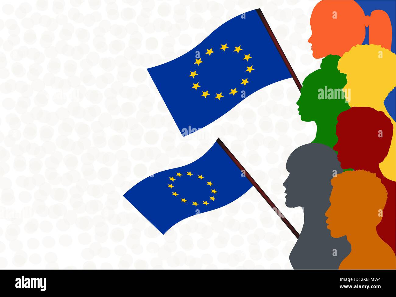 People raising waving an european union flag. Concept of patriotism ...