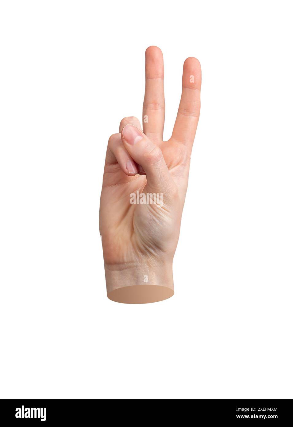 Hand gesture, V sign for victory, win isolated on white background ...