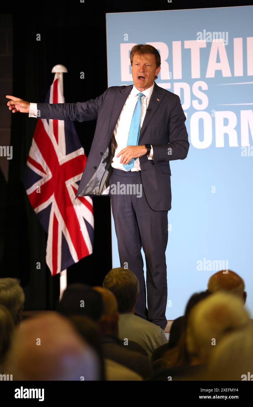Reform UK Chairman Richard Tice speaking at a meeting in Boston in ...
