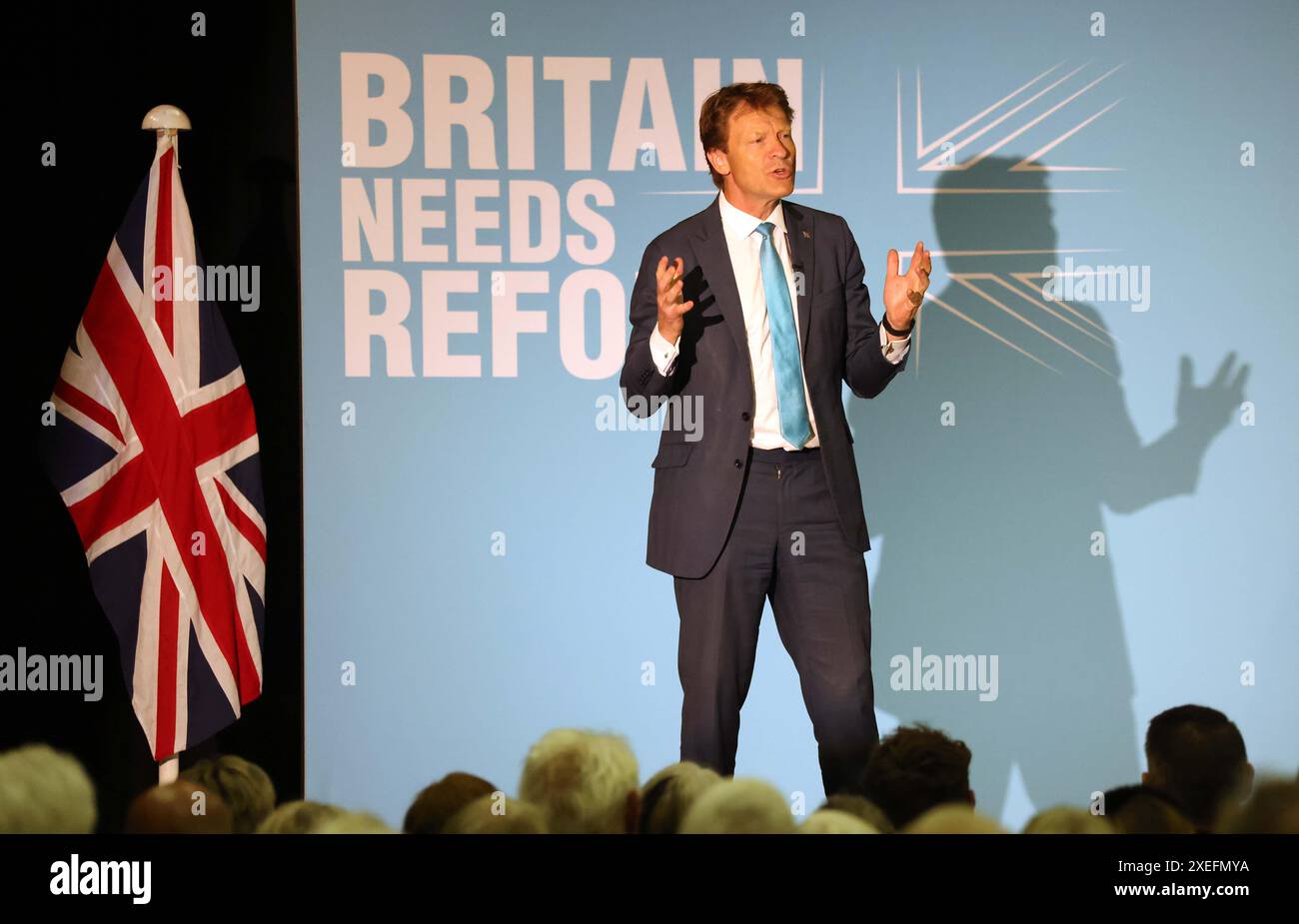 Reform UK Chairman Richard Tice speaking at a meeting in Boston ...