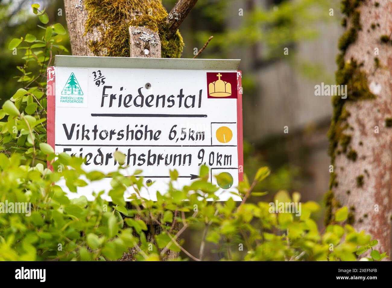 Signposting of the hiking trails around Harzgerode Alexisbad Stock ...