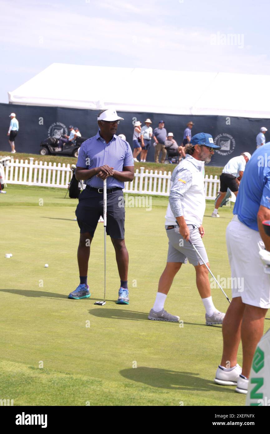 Newport, RI. June 26, 2024. Vijay Singh in the practice round at 2024 ...