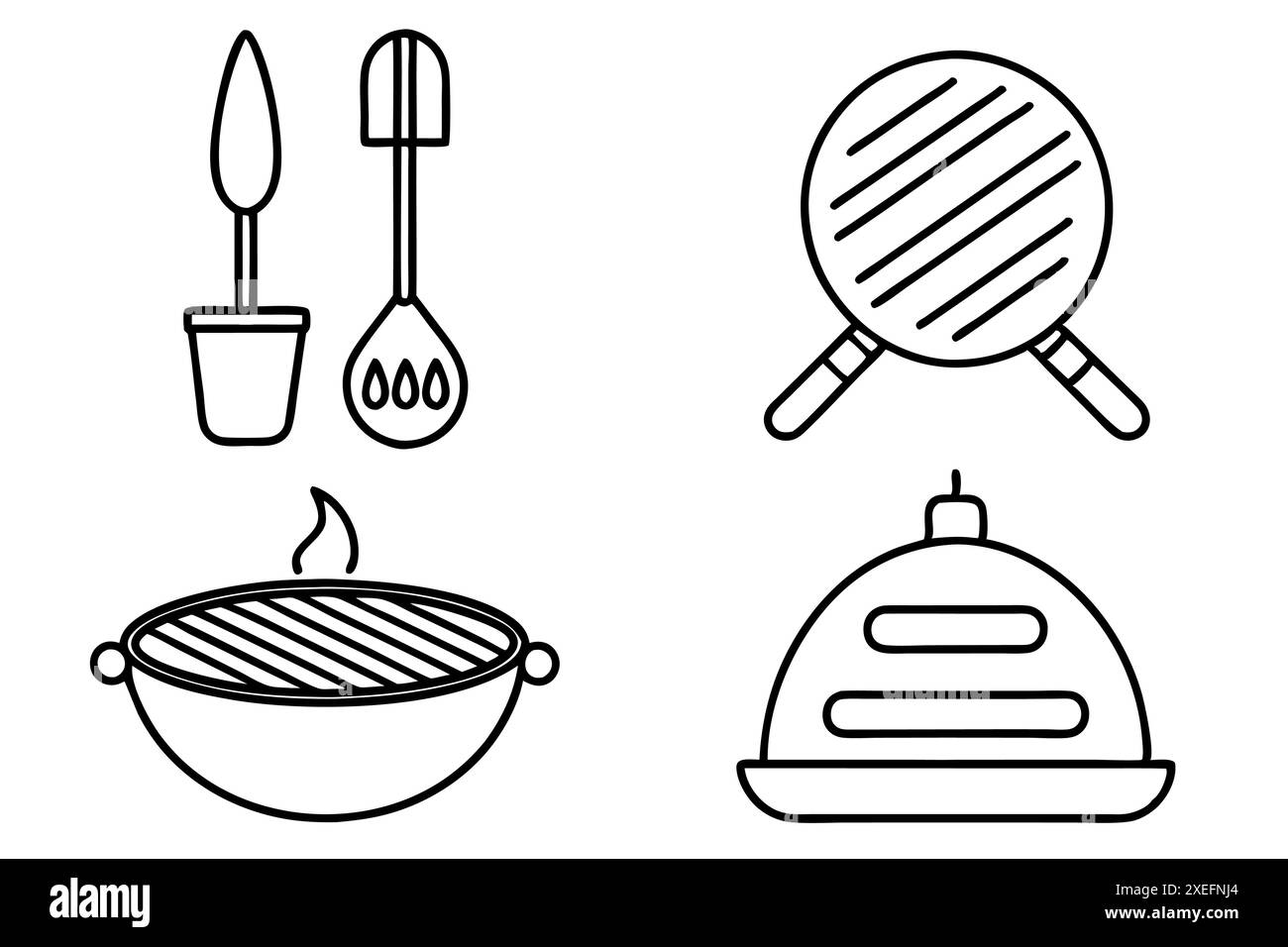 BBQ Line Art Modern and Stylish Illustrations Stock Vector Image & Art ...