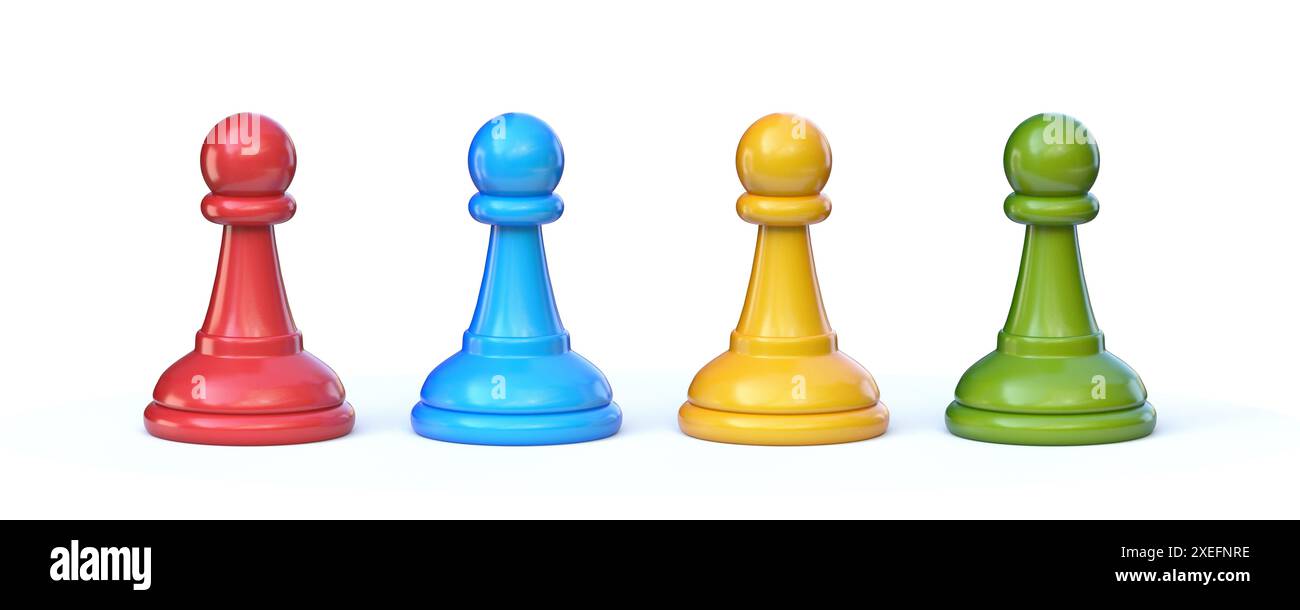 Board games pawns 3D rendering illustration isolated on white ...
