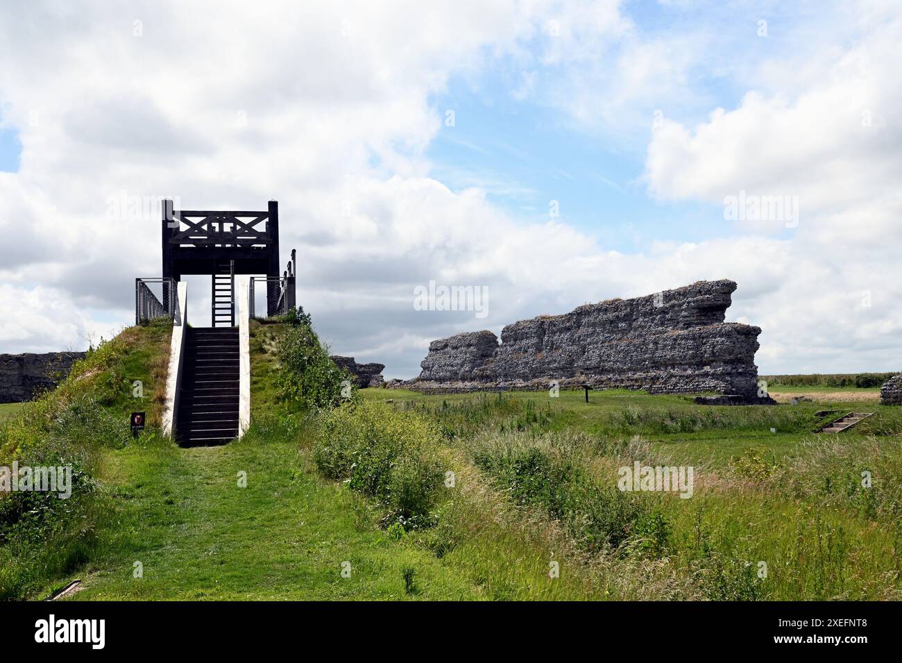 The reconstruction of the main gateway at Richborough Roman Fort. The ...