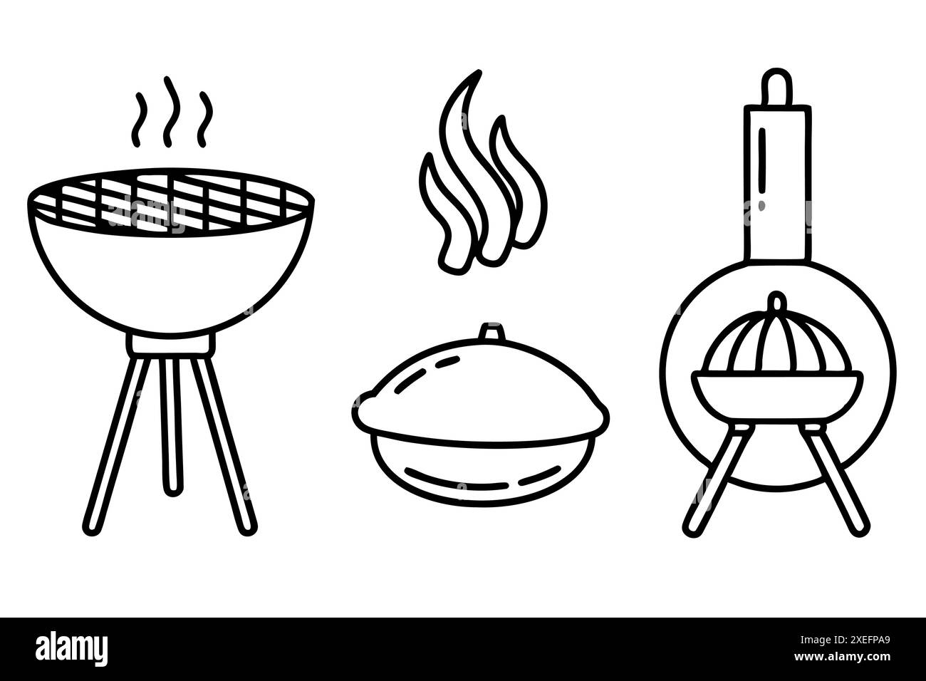 BBQ Line Art Stylish Elegant and Clean Illustrations Stock Vector Image ...