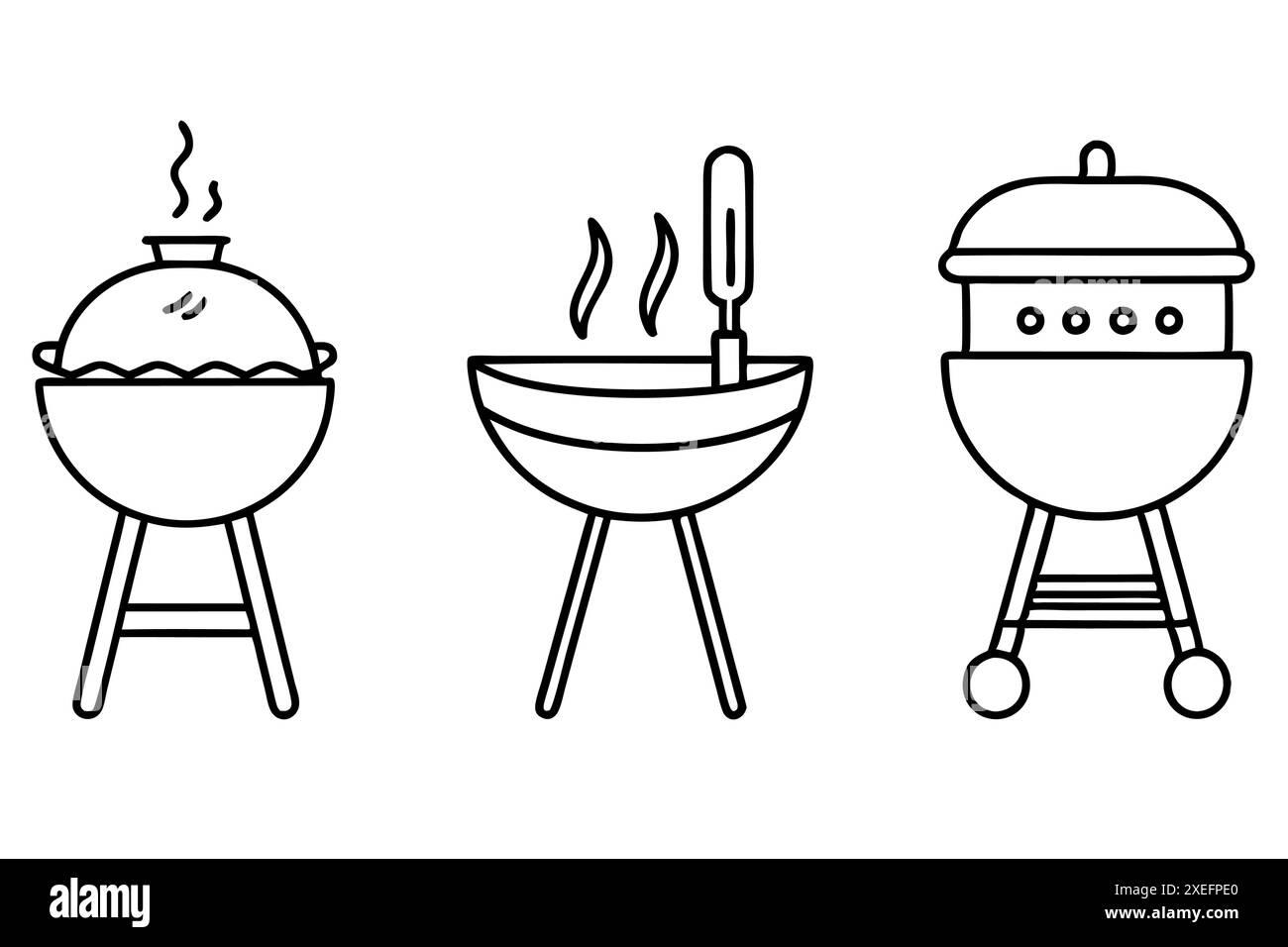 BBQ Line Art Refined Minimalist and Modern Collection Stock Vector ...