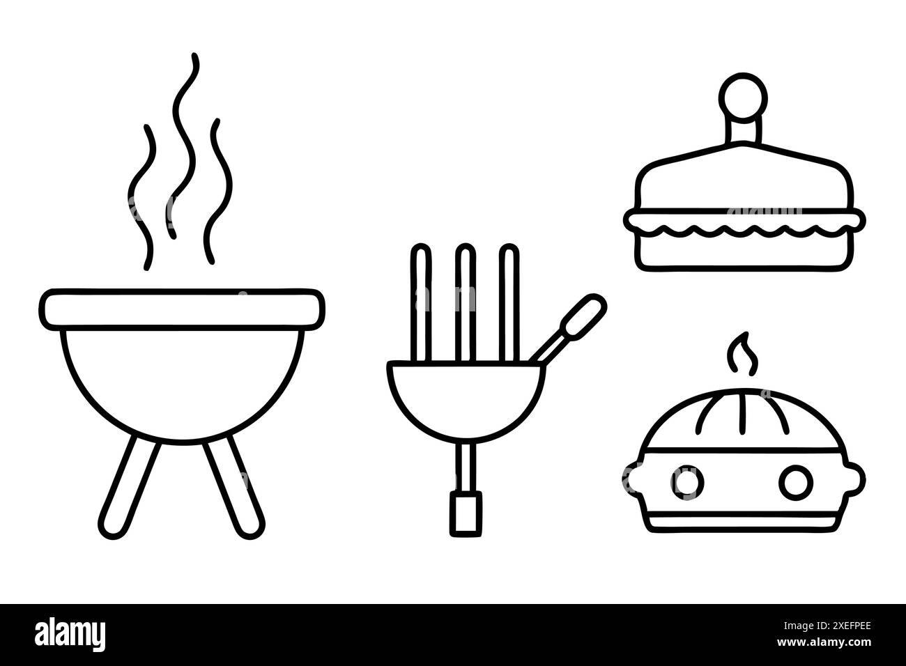BBQ Line Art Elegant Clean and Graceful Designs Stock Vector Image ...