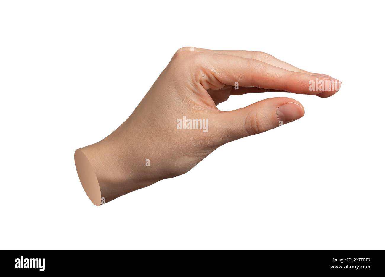 Hand gesture, sign, showing something, little bit. isolated on white ...