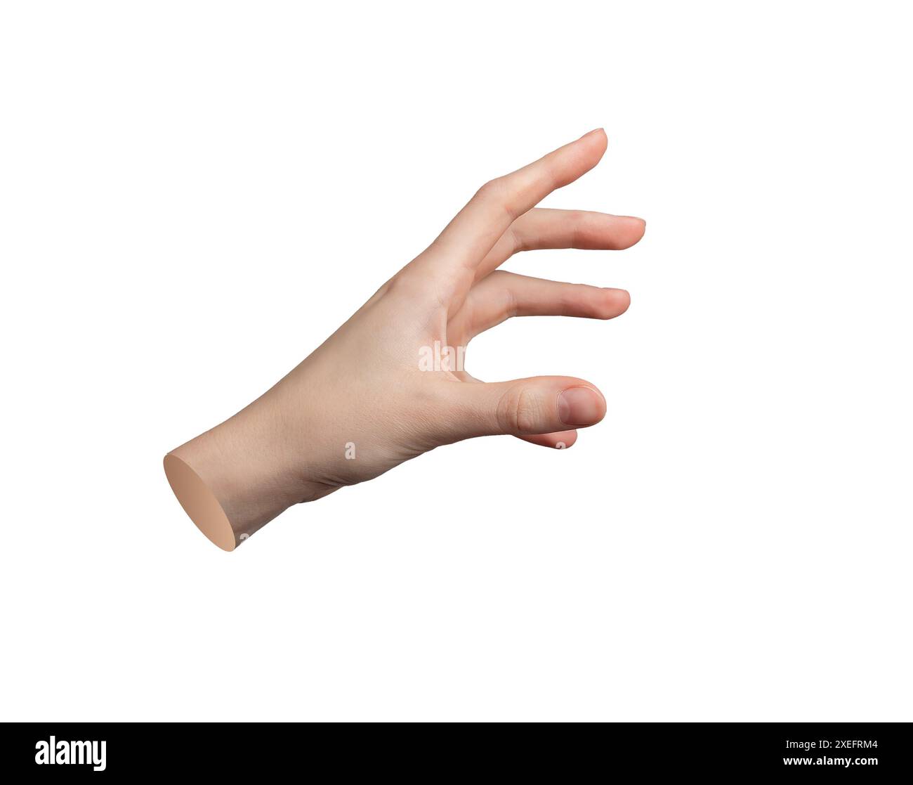 Hand reaching aside, outstretched gesture, sign. isolated on white ...