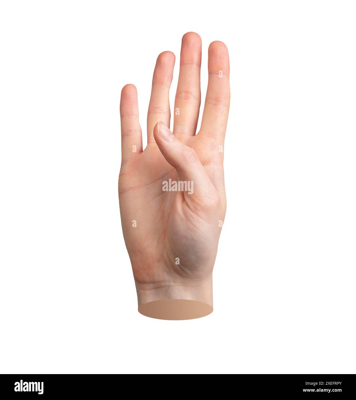 Four, hand gesture, sign. isolated on white background Stock Photo - Alamy