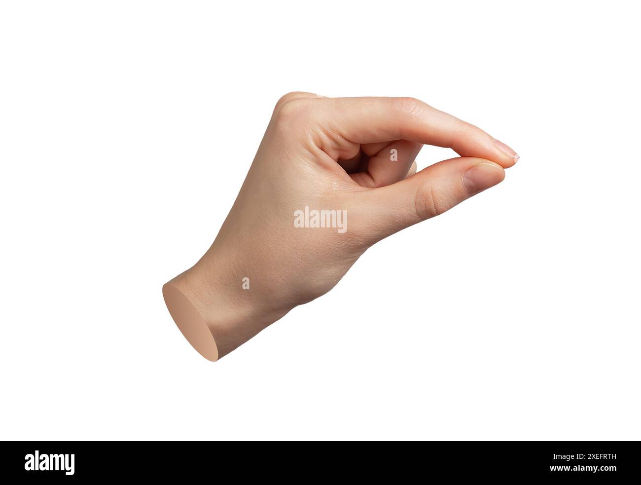 Hand gesture, finger pinch. Thumb catching, squeezing, white background ...