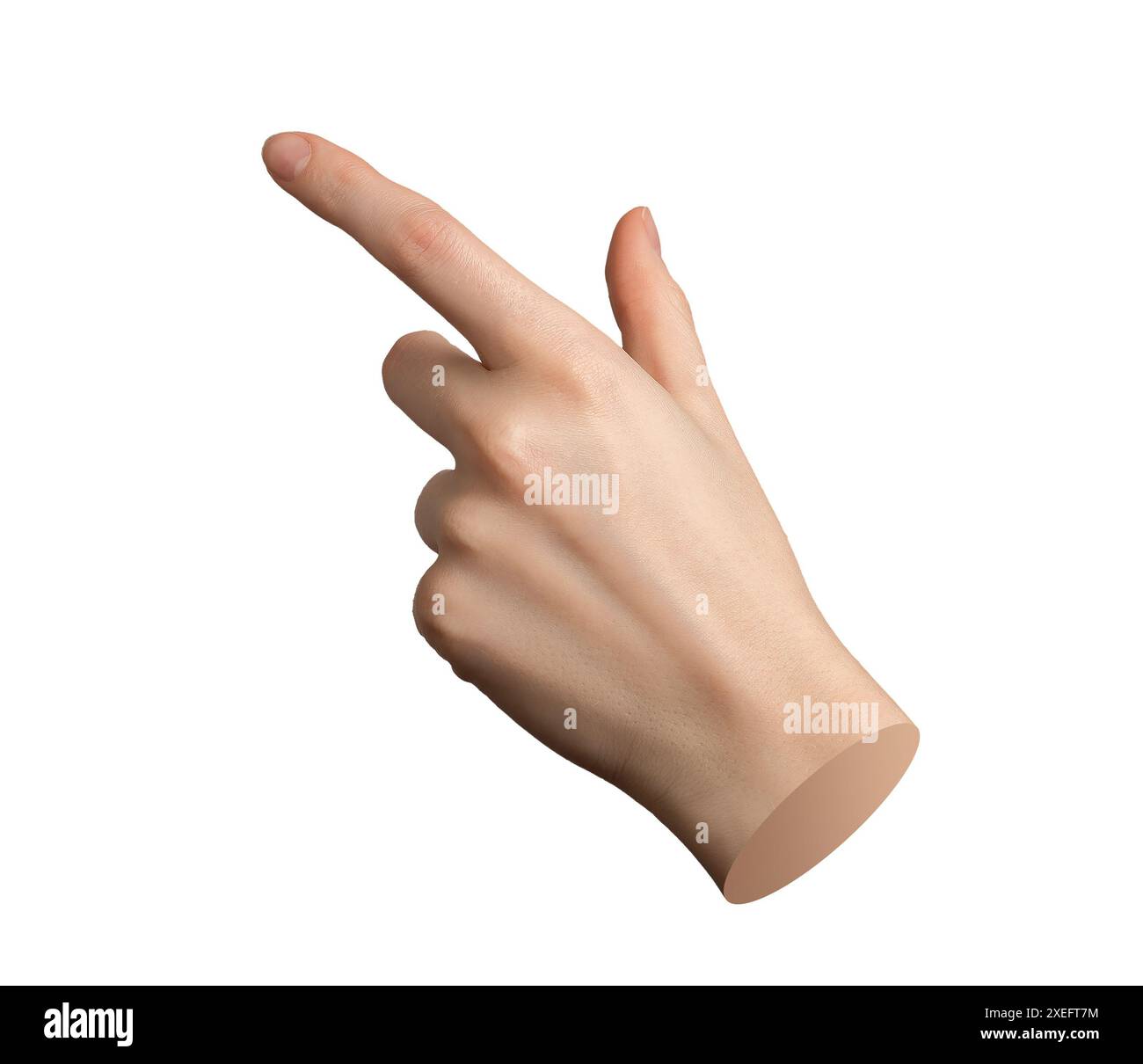 Finger pointing gesture. Index finger indicating, choose this choice. Hand sign, close up ...