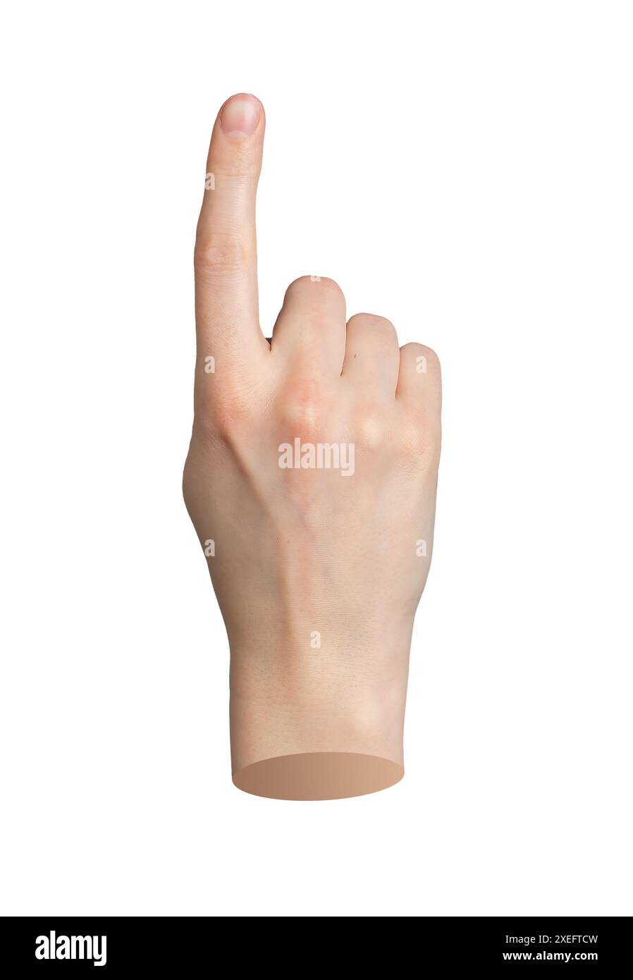 Hand gesture with pointing finger, indicating sign. Index finger, pointer picking. Close up ...