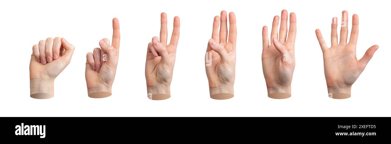 Hand counting fingers. zero, one, two, three, four, five, numbers isolated. Gestures for ...