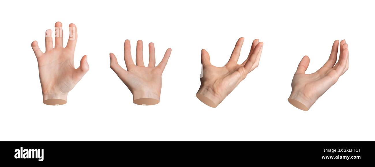 Open hand with spread fingers, reaching and cupped. Offering ...