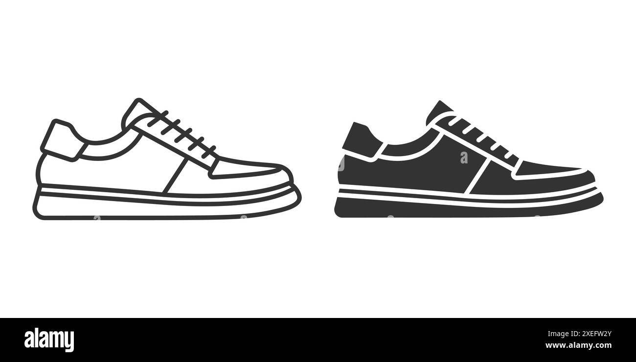 Flat Vector Linear and Silhouette Shoes Icon Set Isolated. Footwear ...