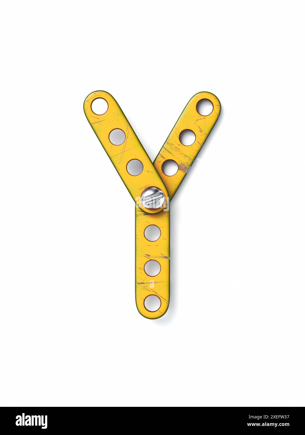 Aged yellow constructor font Letter Y 3D Stock Photo - Alamy