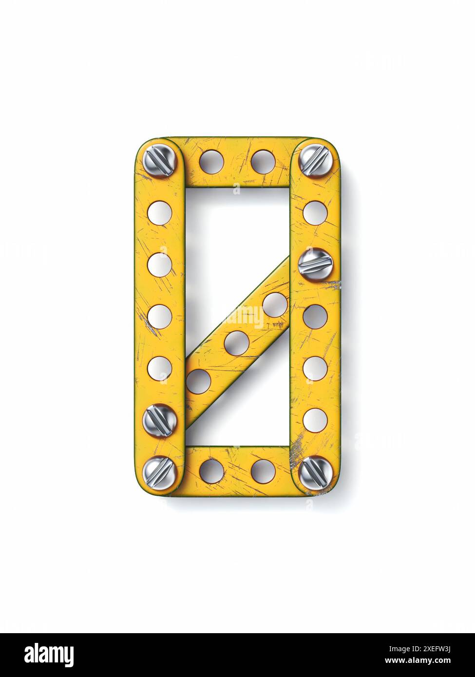 Aged yellow constructor font Number 0 ZERO 3D Stock Photo - Alamy