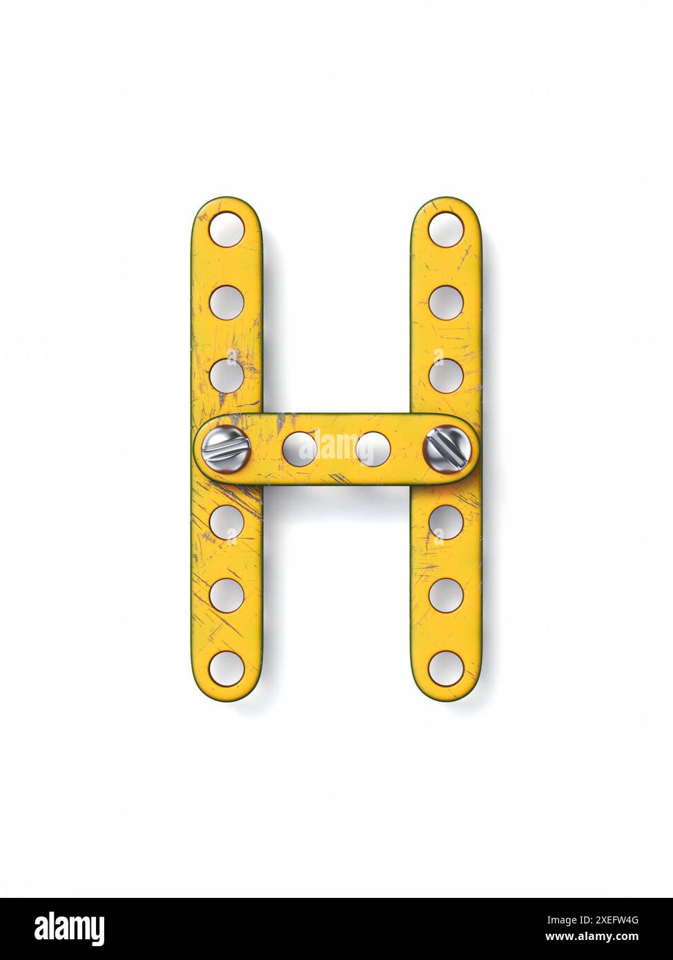 Aged yellow constructor font Letter H 3D Stock Photo - Alamy