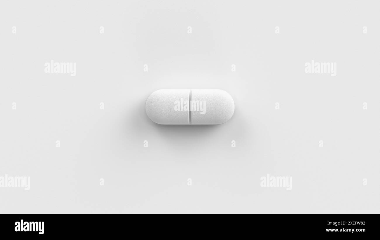 White single pill isolated on a white background. Tablet, pill capsule ...