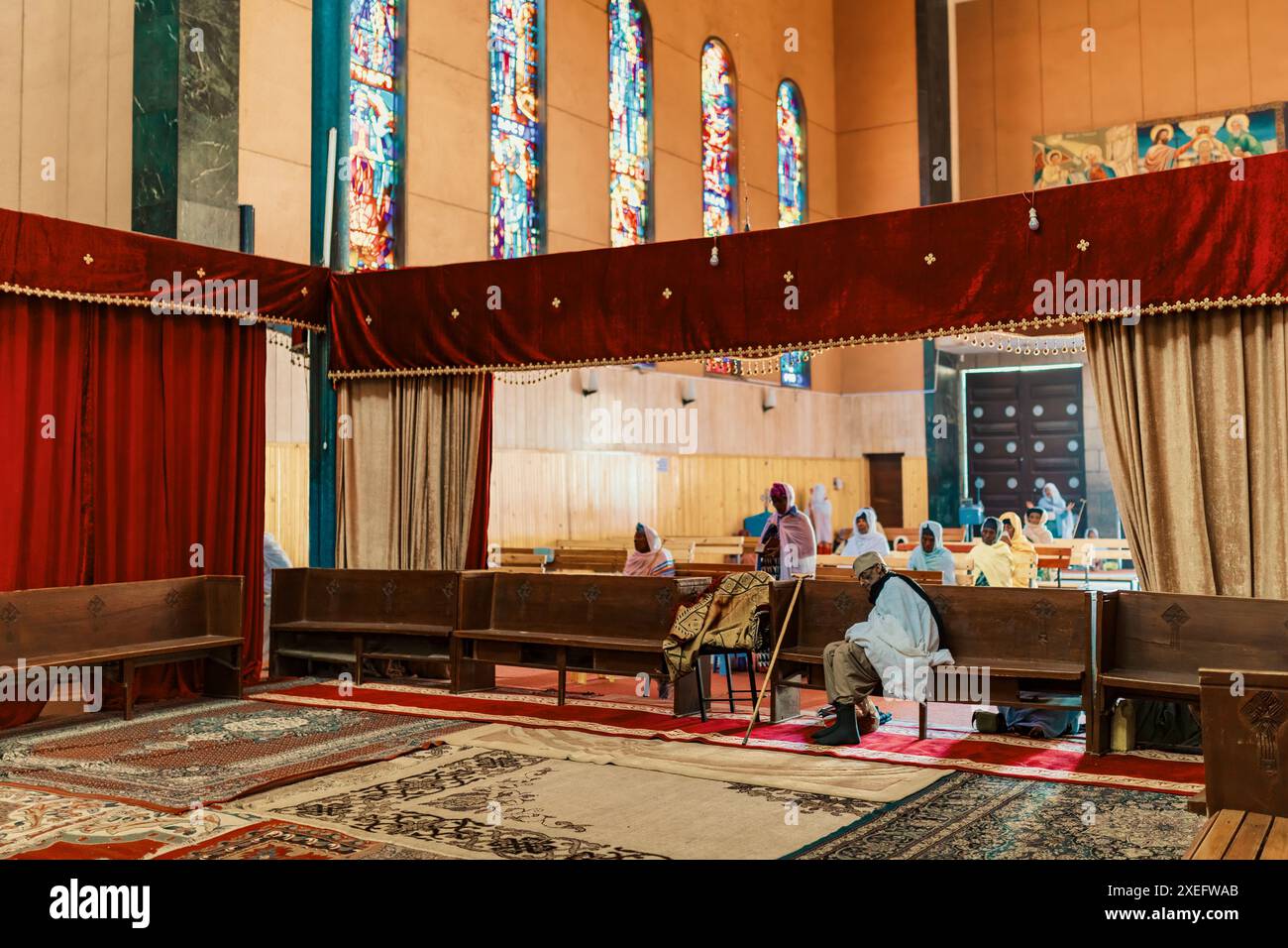 Interior of Debre Libanos, monastery in Ethiopia Stock Photo - Alamy