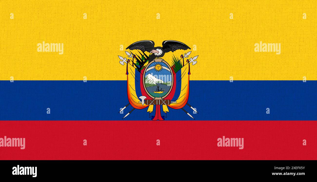 Flag of Ecuador. Ecuadorian flag on fabric surface. Fabric texture ...