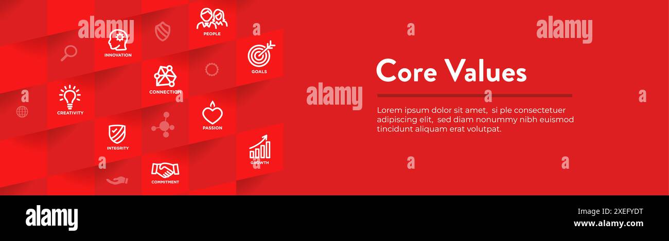 Core Values Web Header Banner - Integrity Mission and Vision Icons Stock Vector Image & Art - Alamy