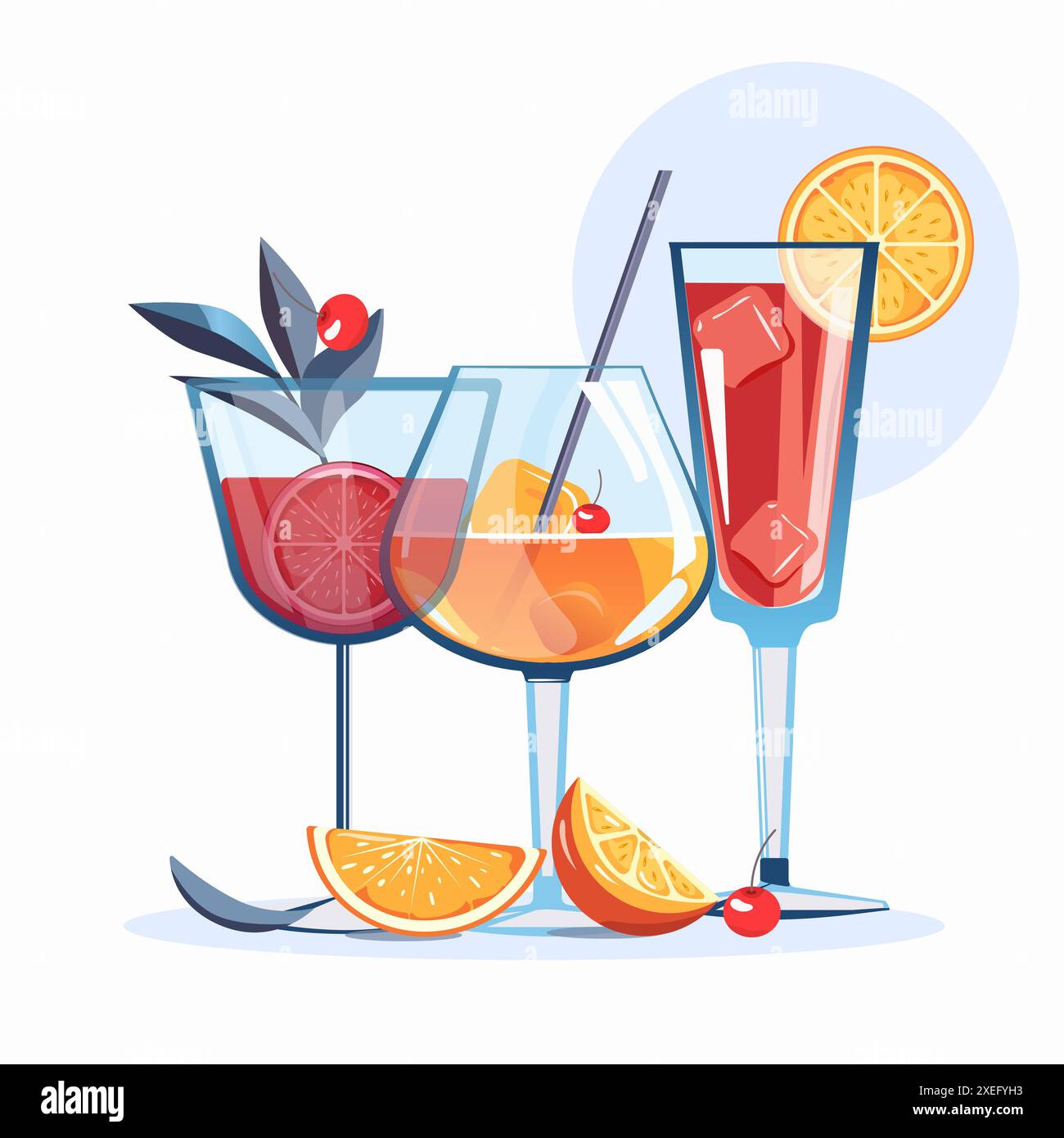 Tropical cocktail vector illustration. A glass of alcoholic cocktails ...