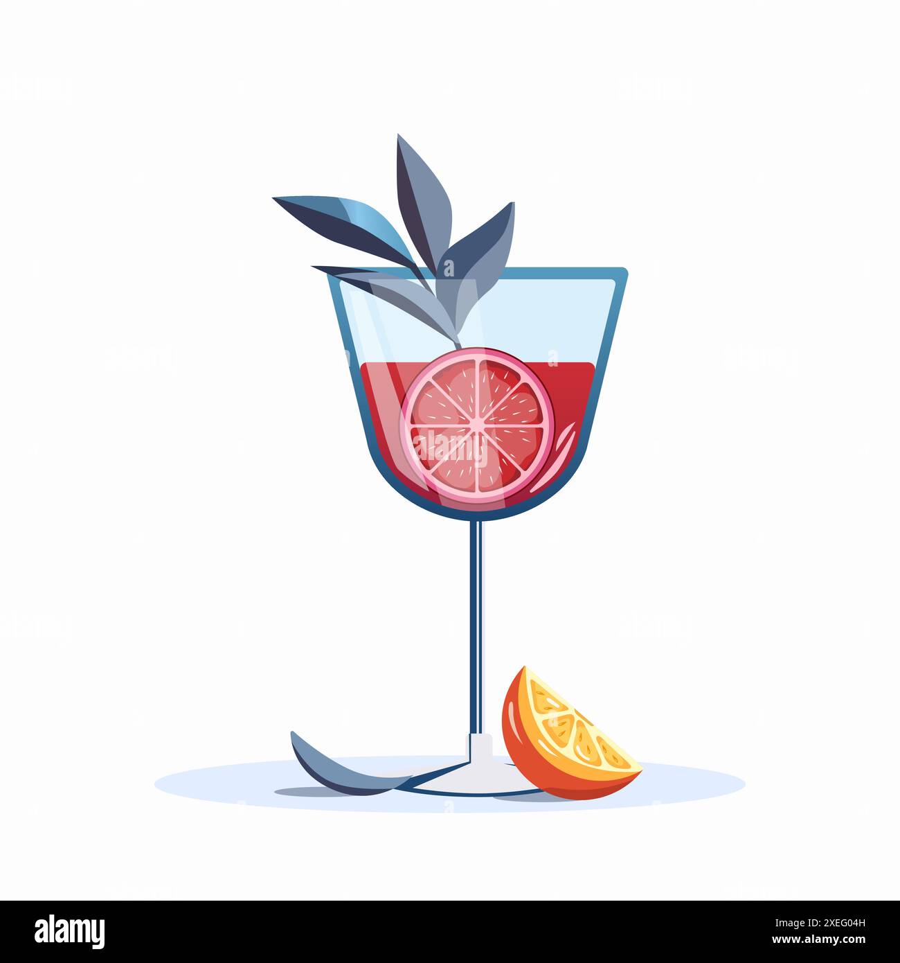 Tropical cocktail vector illustration. Glass of alcohol cocktail on a ...