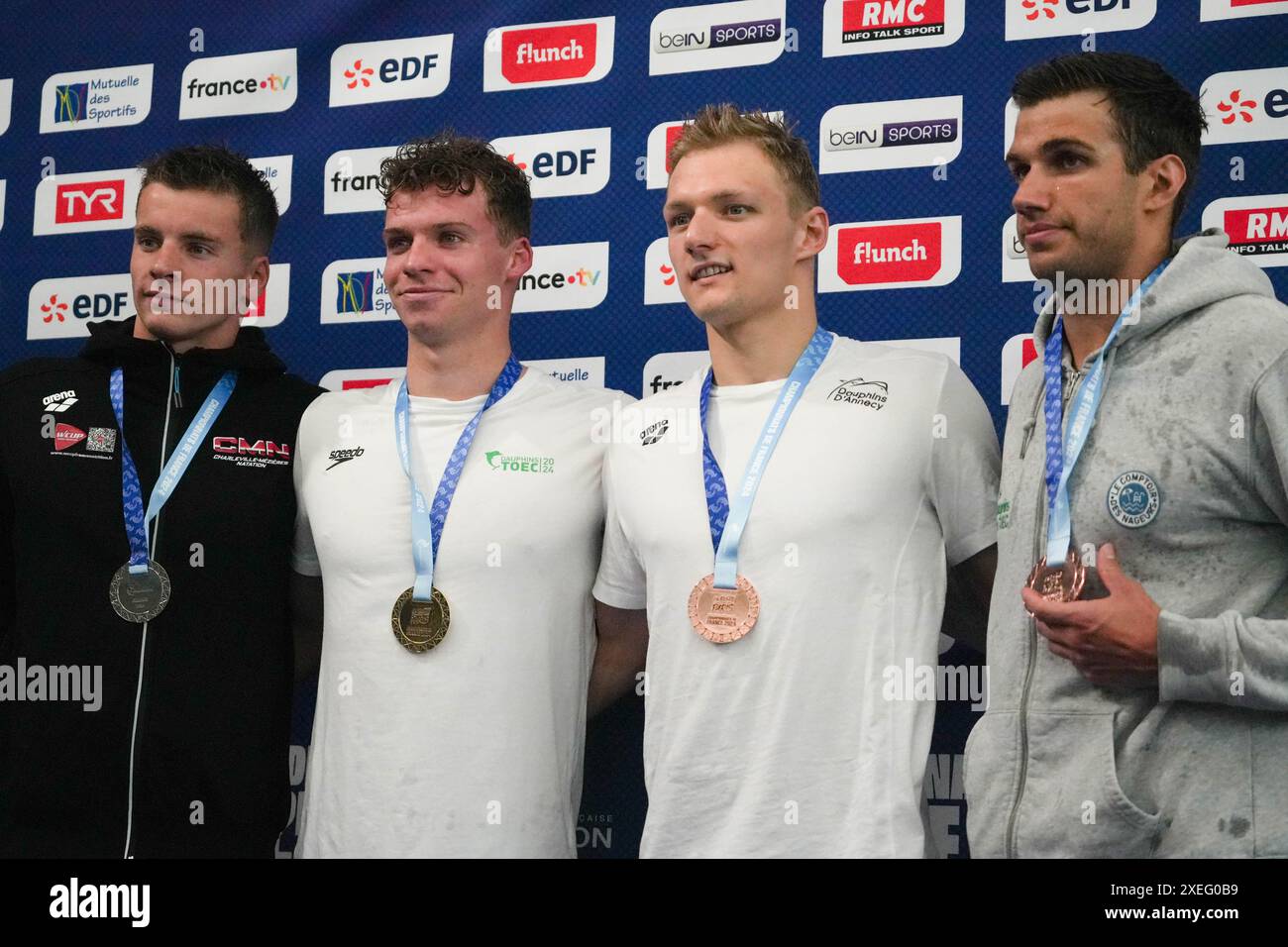 MATTENET Emilien , MARCHAND Léon ,GRUART Leo AND SYOUD Jaouad PODIUM ...