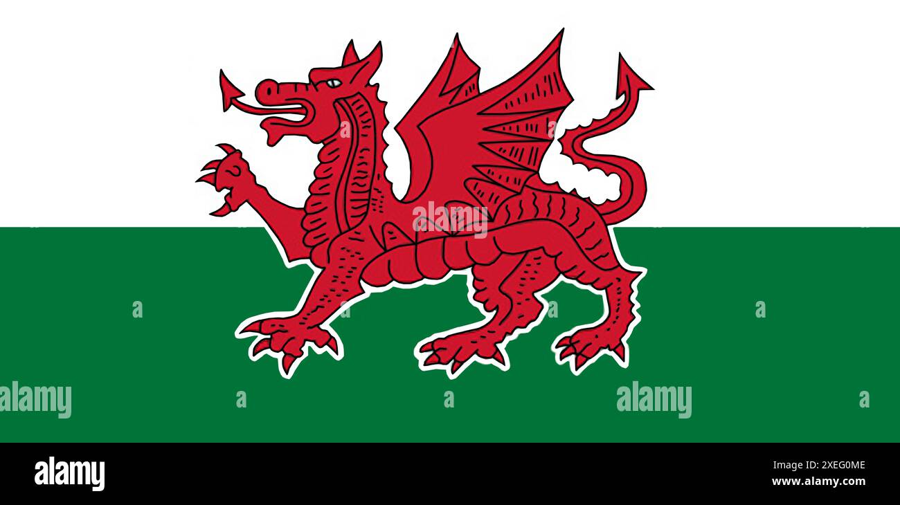 Flag of Wales. National Welsh flag on fabric surface. Wales national ...